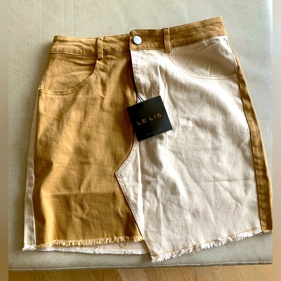 Le Lis | Skirts | Le Lis Denim Colorblock Skirt Neutral | Poshmark